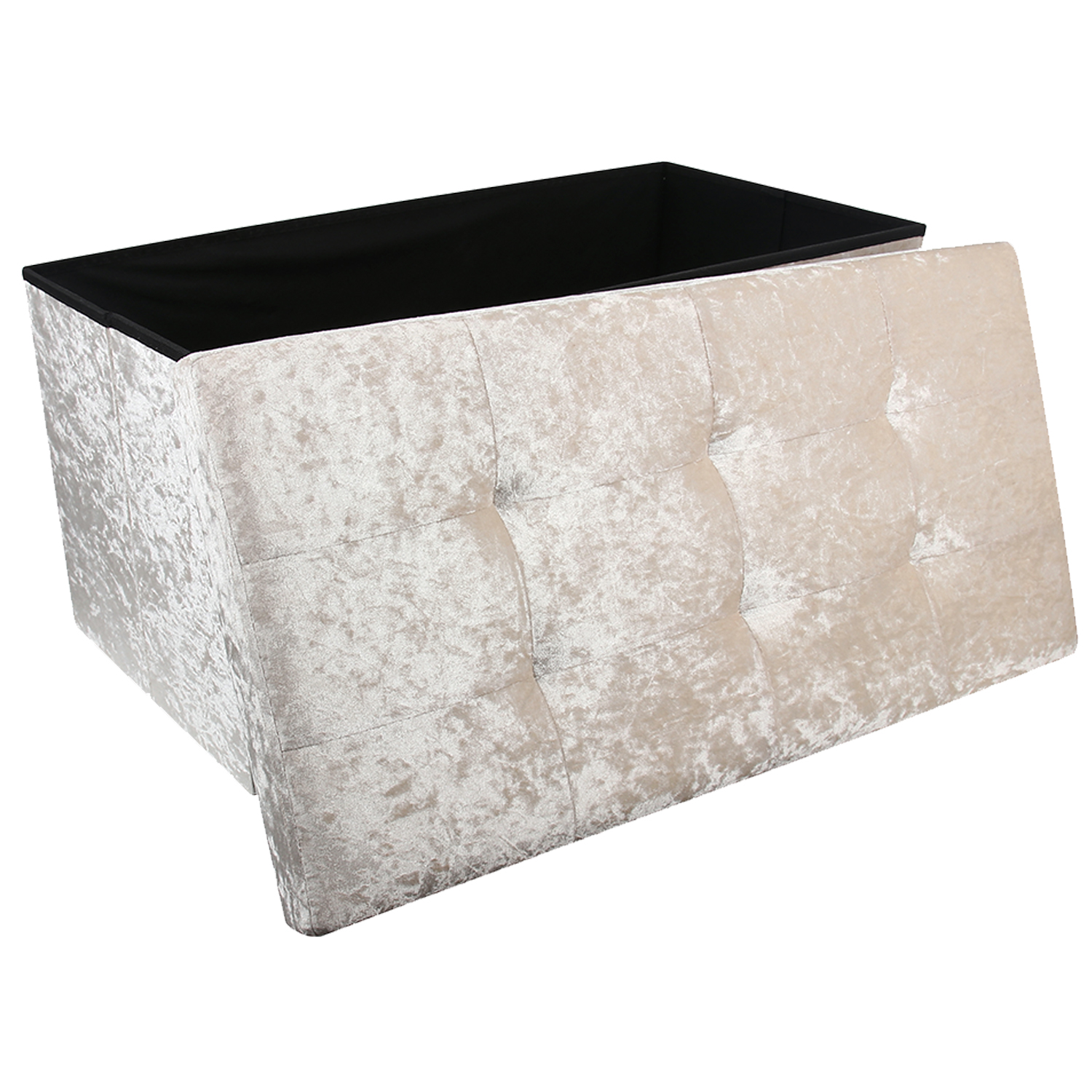 Large 2 Seater Crushed Velvet Foldable Ottoman Storage Box Double Bed ...