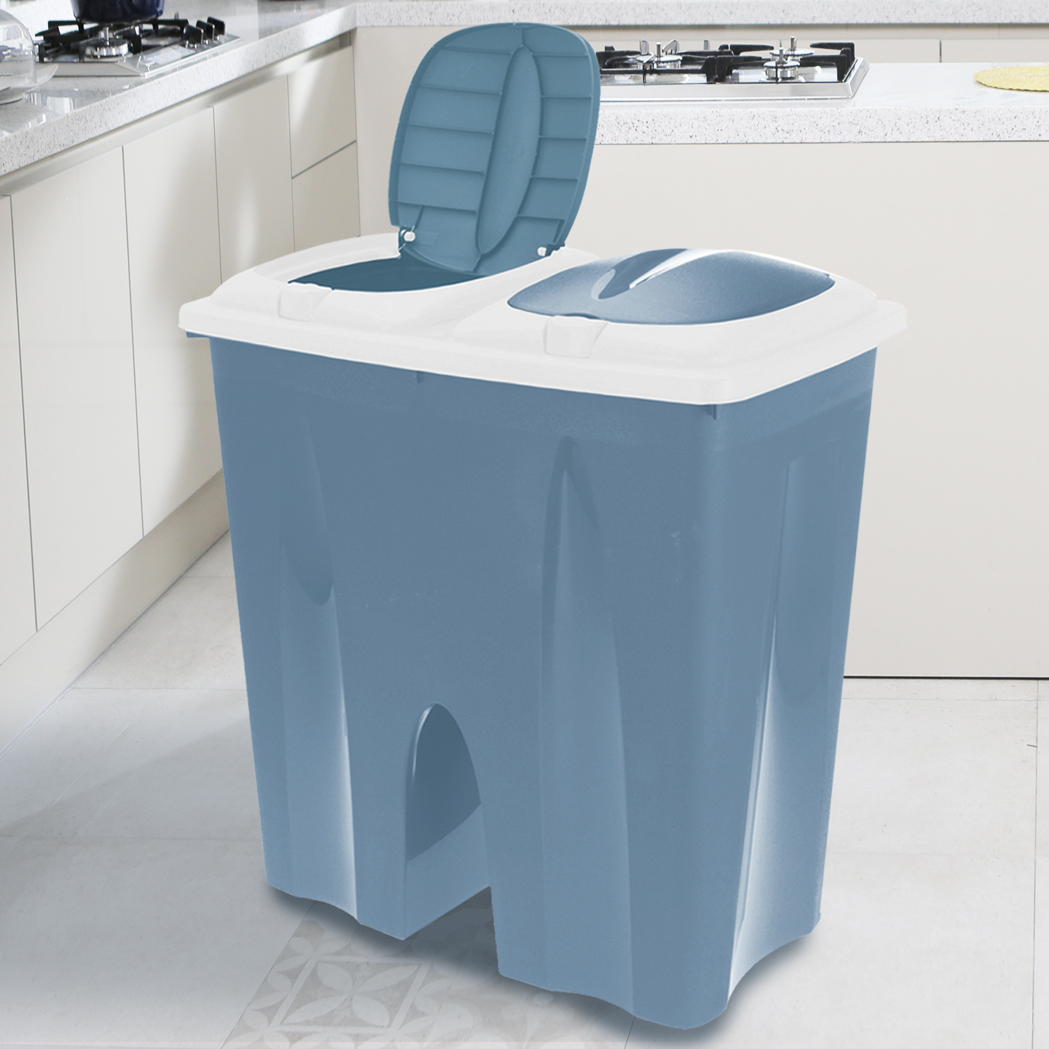 Recycle Recycling Kitchen Bin 50L Garden Food Duo Double Compartment ...