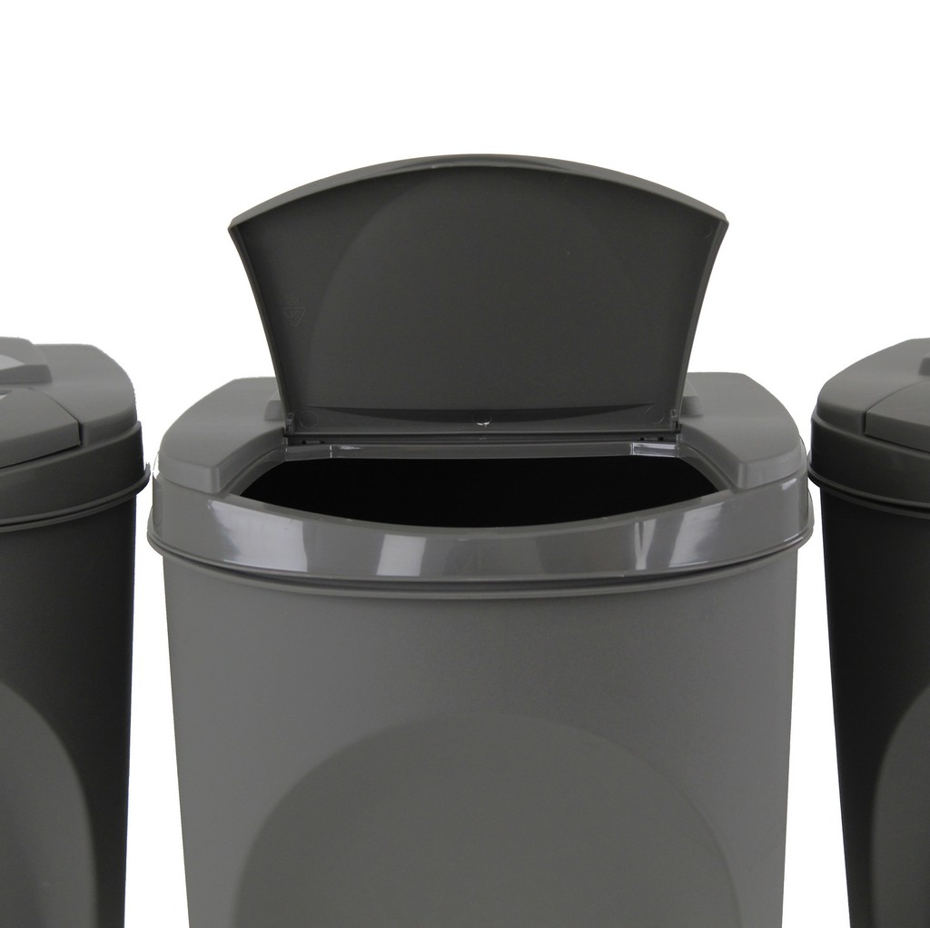 Recycle Bins 25L x 3 Food Stackable Waste Recycling Lids Kitchen Garden ...